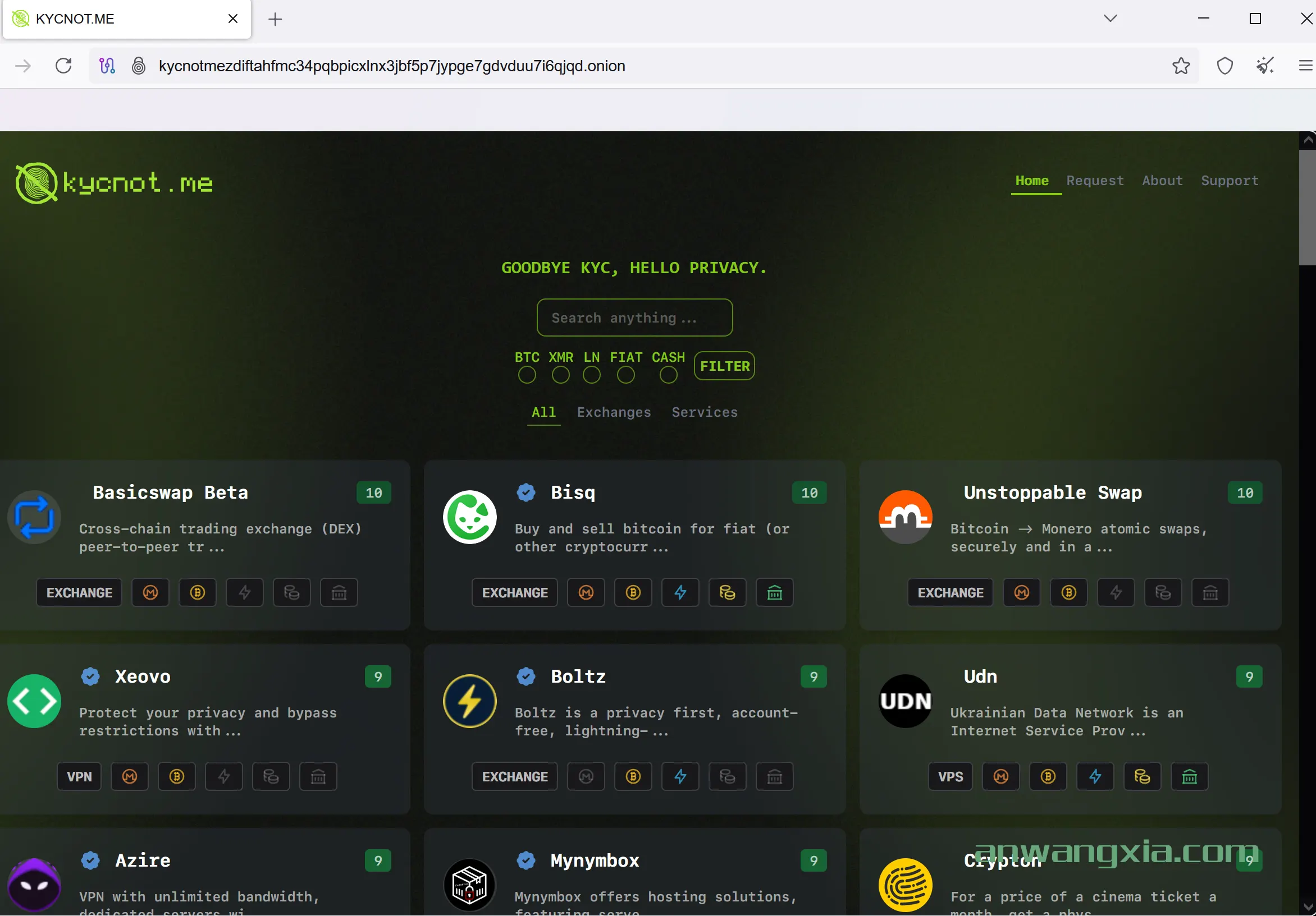 专注于隐私保护的kycnot.me支持暗网访问，推荐了大量无需KYC的加密服务 - 暗网下