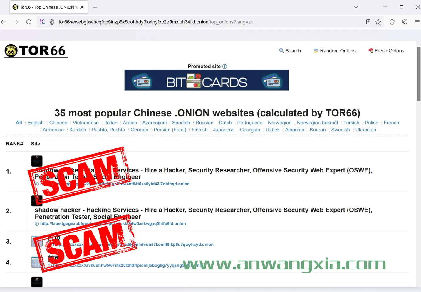 谨慎使用Tor66等大型暗网搜索引擎，搜出来的链接都是诈骗网站 - 暗网下