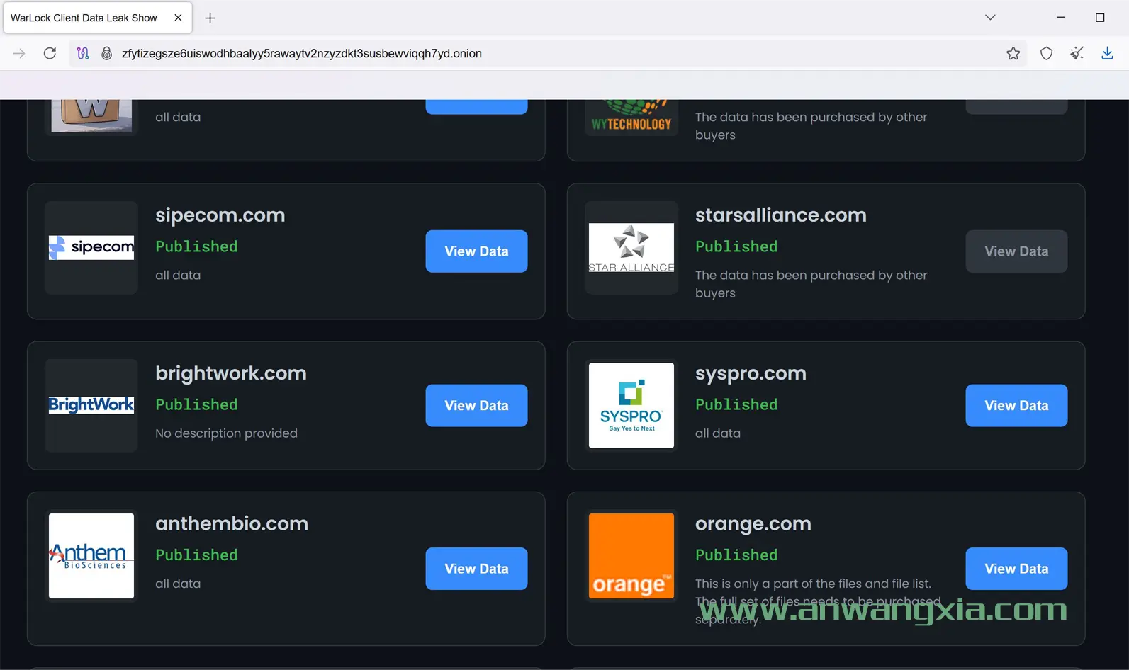法国电信巨头Orange遭受网络攻击，暗网勒索软件团伙Warlock将数据公布在暗网 - 暗网下